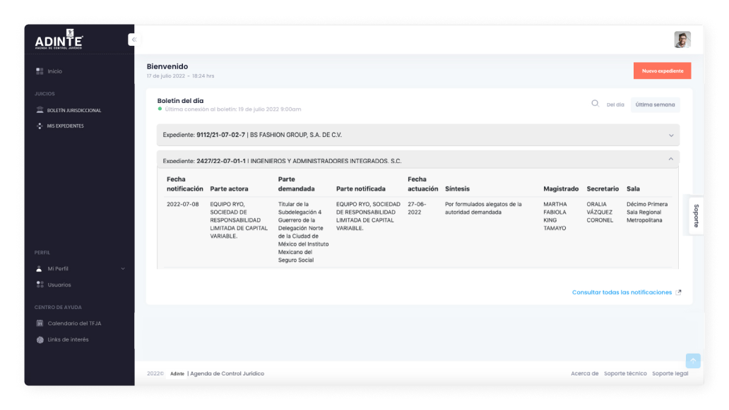 ADINTE – Agenda de Control Jurídico